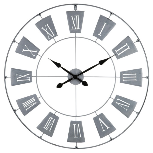 Interiors By Premier Vitus Grey Metal Large Wall Clock by Tesco ...