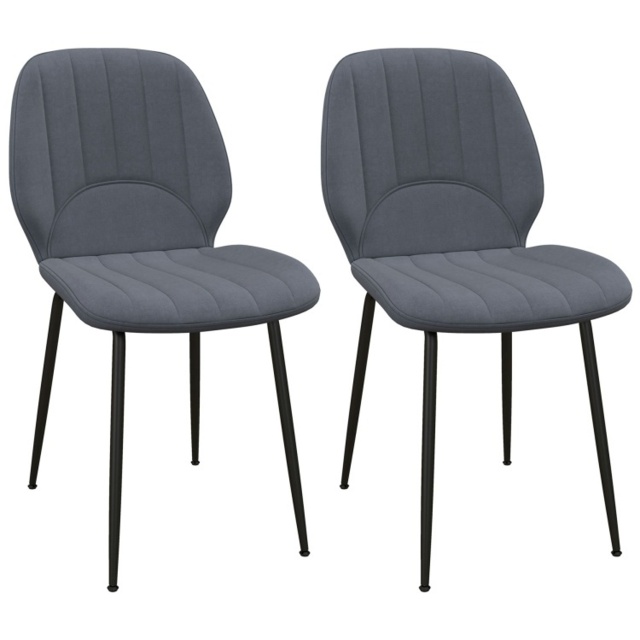 Homcom Modern Dining Chairs Set Of 2 With Steel Legs, Dark Grey by ...
