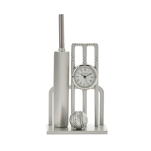 Wm.Widdop Miniature Clock Cricket Bat, Ball & Wickets Silver by Tesco ...