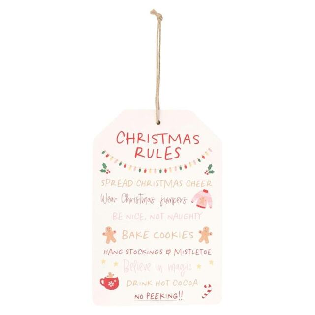 Sugarplum Fun Christmas Rules Hanging Sign - Mdf by Tesco - Marketplace ...