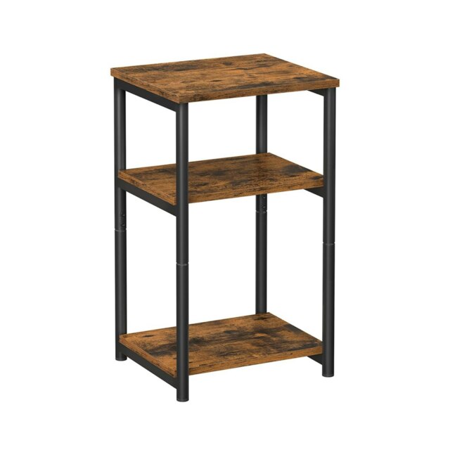 3 Tier Square Side Table With Steel Frame Brown Brown by Tesco ...