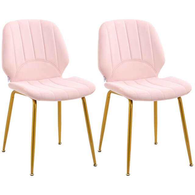 HOMCOM Modern Dining Chairs Set of 2, Velvet Upholstered Kitchen Chairs ...