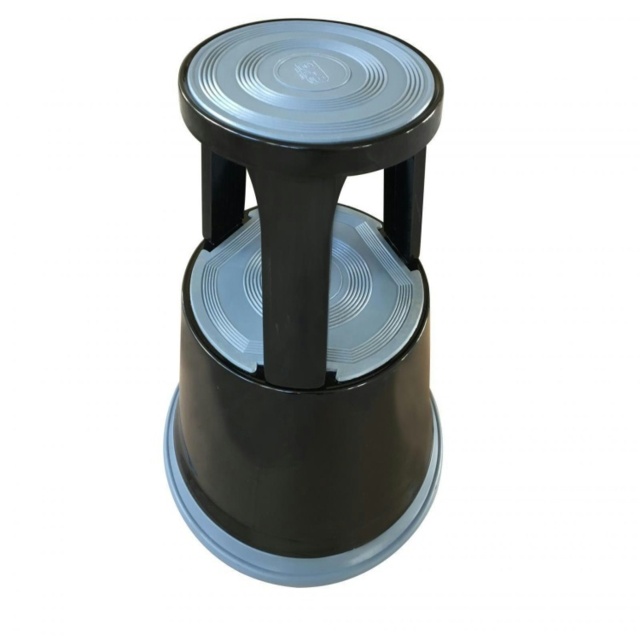 Janrax Black Metal Premium Rolling Kick Step Stool by Tesco ...