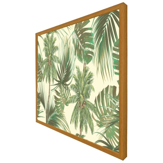 Tropical Leaves On Yellow (Picture Frame) Brown - Oak - Xl by Tesco ...