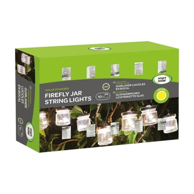 Solar Powered 10 Firefly Jar String Lights Clear by Tesco - Marketplace ...