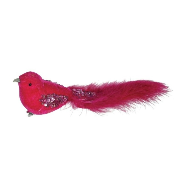 Decorative Hot Pink Velvet Bird With Clip - 20Cm by Tesco - Marketplace ...