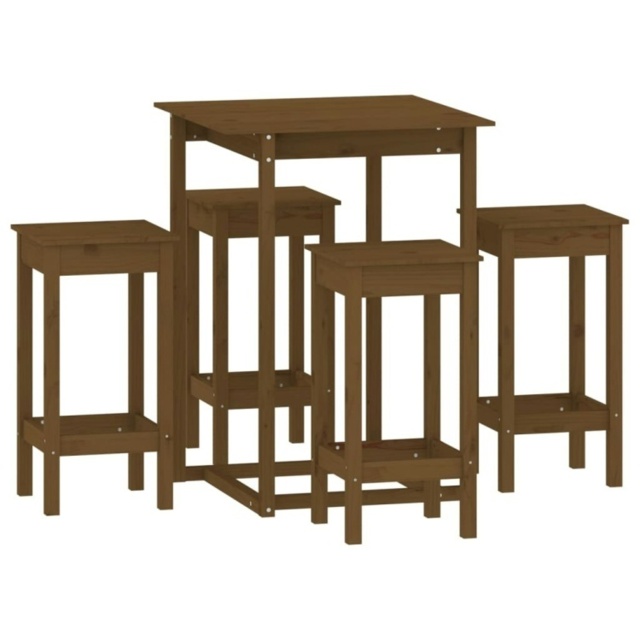 5 Piece Bar Set Honey Brown Solid Wood Pine by Tesco - Marketplace ...