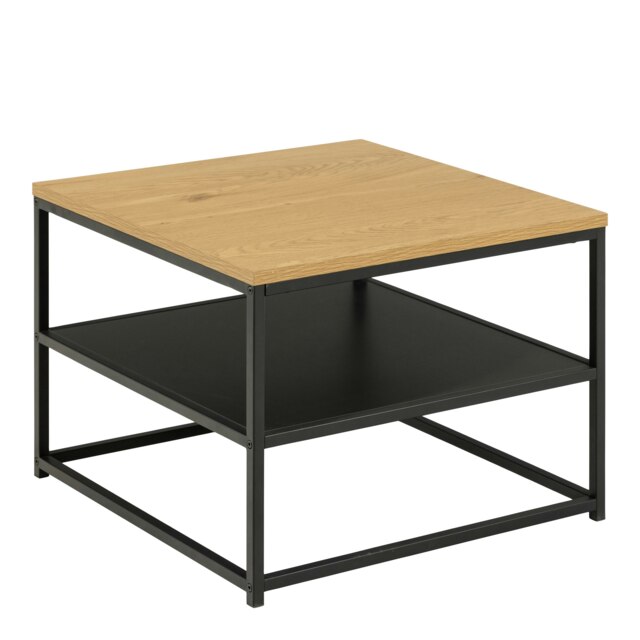 Gila Square Coffee Table with Open Shelf in Oak & Black by Tesco ...