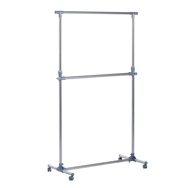 HOMCOM Garment Rail Adjustable Portable Clothes Hanging Stand Rack ...
