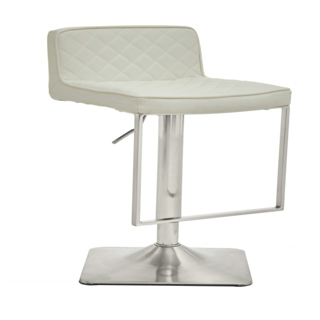 Interiors By Premier Baina White And Chrome Bar Stool With Square Base ...