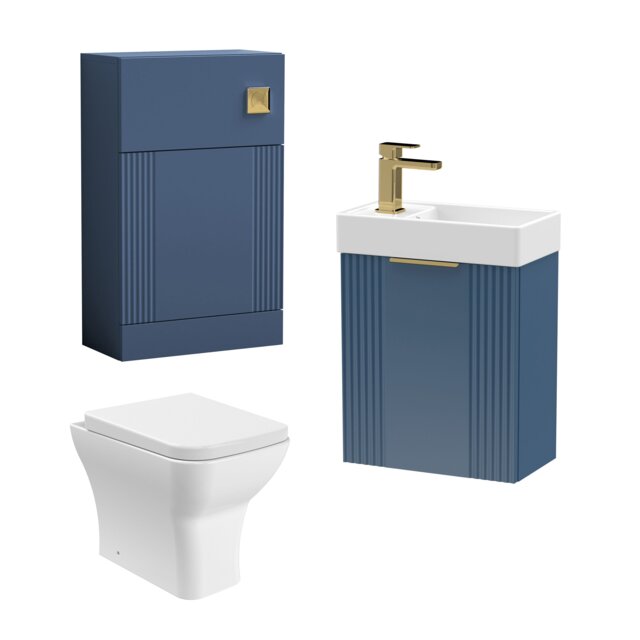 Balterley Cloakroom Suite - Wall Hung Basin Unit, Toilet & Tap Blue ...