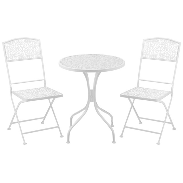 Outsunny Garden Bistro Set For 2 With Folding Chairs And Round Table by ...