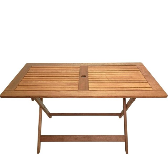 Outdoor 4 Person Folding Rectangular Wooden Garden Patio Dining Table ...