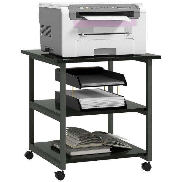 Homcom mobile printer stand with storage printer table for home office ...