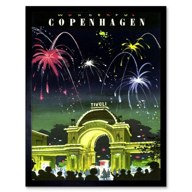 Copenhagen Denmark Tivoli Gardens Fireworks Framed Wall Art Print by ...