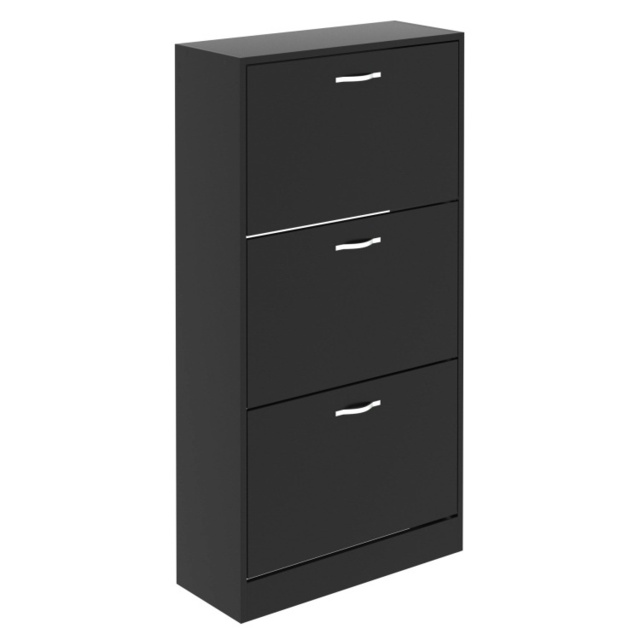 Vida Designs 3 Drawer Shoe Cabinet Shoe Rack Storage Cupboard, Black by ...