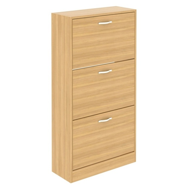 Vida Designs 3 Drawer Shoe Cabinet Shoe Rack Storage Cupboard, Pine by ...