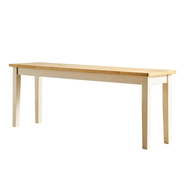 Furniturebox Tenby Solid Wood Cream And Oak Large Dining Bench by Tesco ...