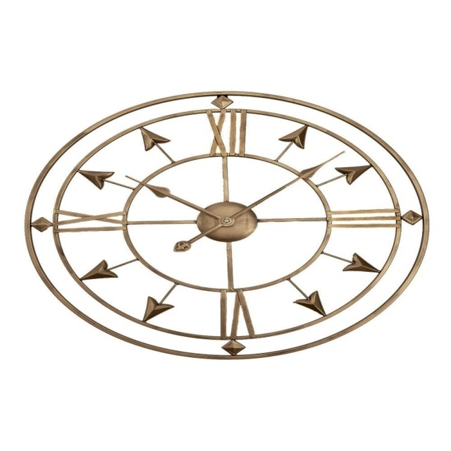 Living And Home Modern Gold Metal Roman Numerals Wall Clock by Tesco ...