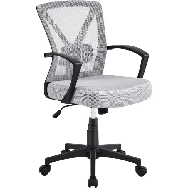 Yaheetech Adjustable Computer Chair Study Chair with Mid Back Grey ...