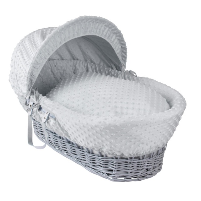Clair De Lune Grey Dimple Grey Wicker Moses Basket With Grey Rocking ...