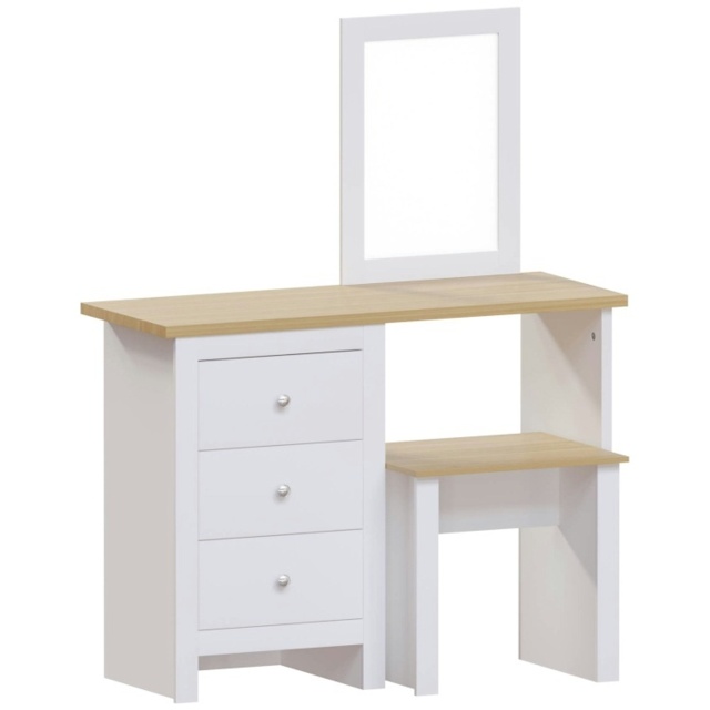 Vida Designs Arlington 3 Drawer Dressing Table Mirror & Stool Set ...