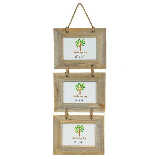 "Nicola Spring Rustic Wooden Hanging 3 Photo Frame - 6 x 4"" - Natural ...