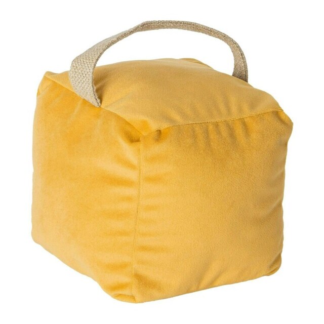 Nicola Spring Velvet Cube Door Stop - 14Cm X 14Cm X 14Cm - Yellow by ...