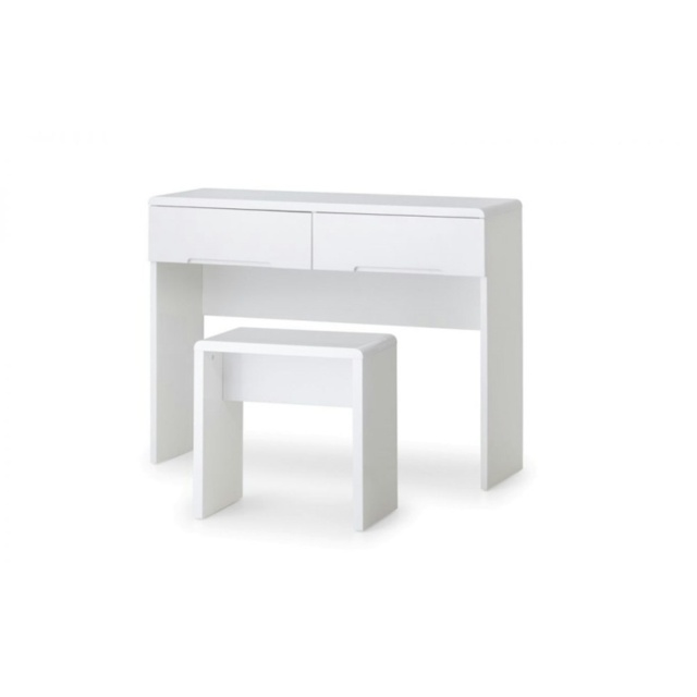 Chic White High Gloss Dressing Table (2 Drawers) With Dressing Stool by ...