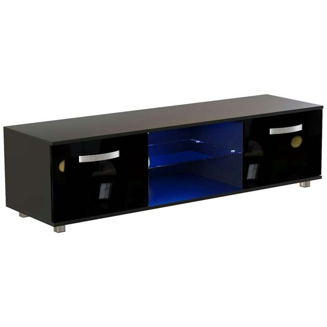 Vida Designs Cosmo 2 Door LED TV Unit Entertainment Stand, 140cm, Black ...