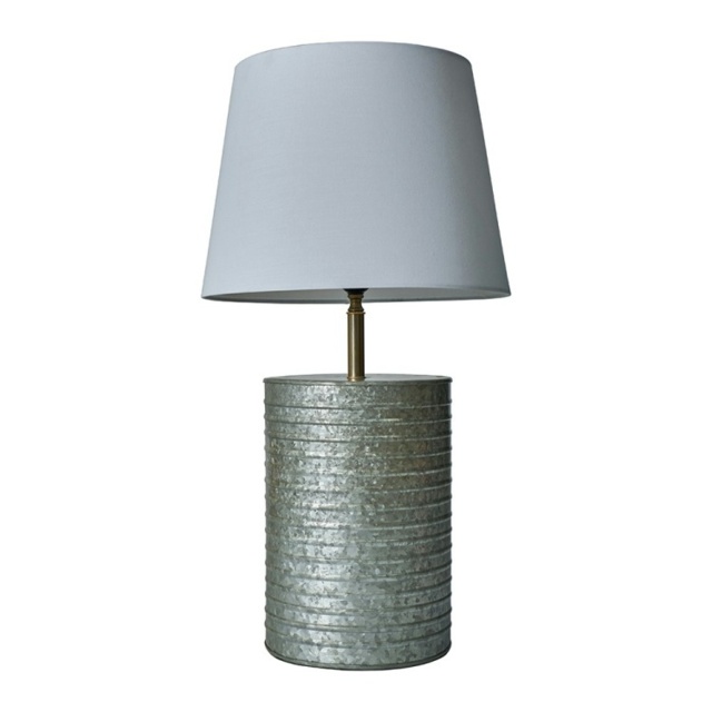 Valuelights Fleming Zinc Coloured Metal Barrel Table Lamp Large Tapered ...