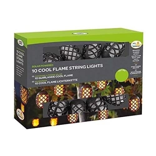 Solar Powered 10 Cool Flame String Lights Black 1 by Tesco ...
