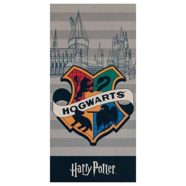 Harry Potter Hogwarts Crest Beach Towel - Grey/black - 140Cm X 70Cm by ...