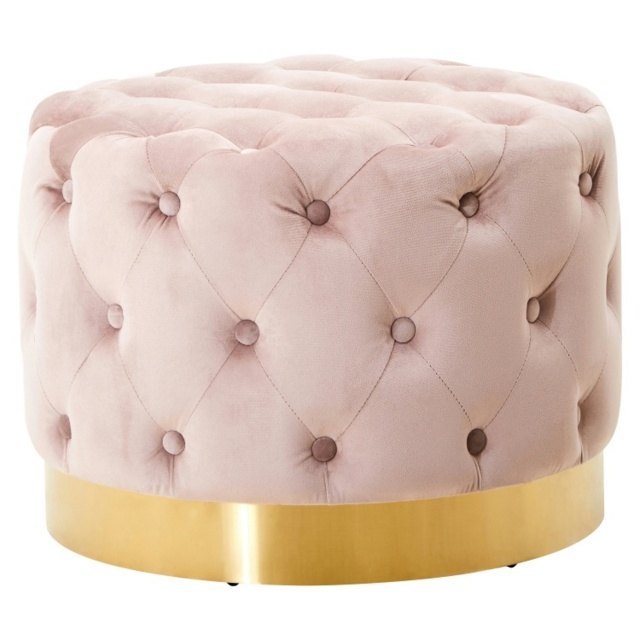 Interiors By Premier Dusty Pink Velvet Stool With Matte Gold Finish ...