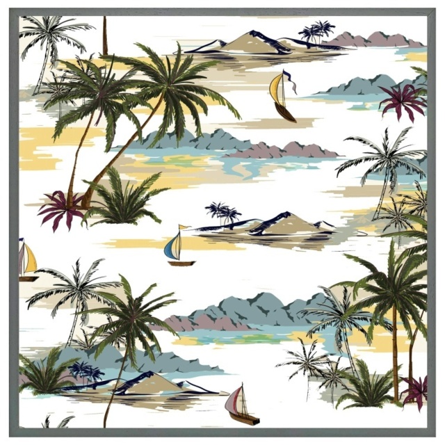 Palm Trees (Picture Frame) Grey - Xl by Tesco - Marketplace | ufurnish.com