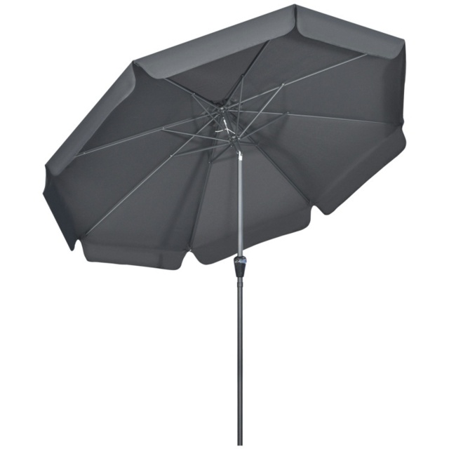Outsunny 2.7M Patio Umbrella Garden Parasol With Crank, 8 Ribs, Black ...