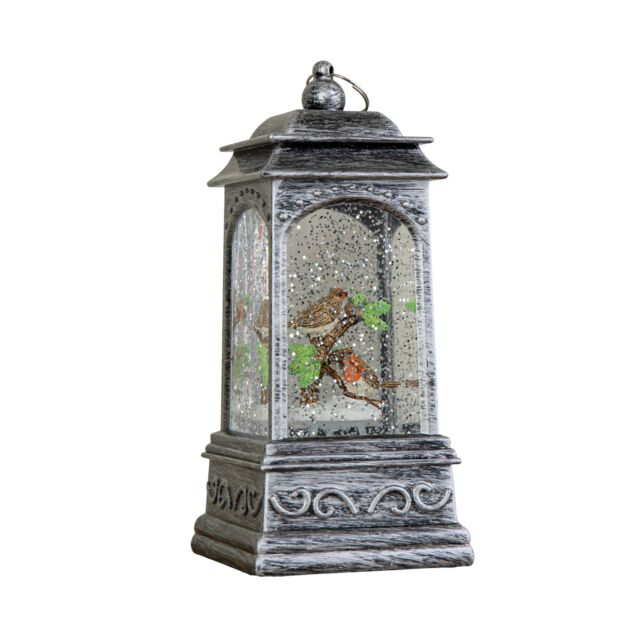 20cm dual powered light up christmas robin water spinner with white ...