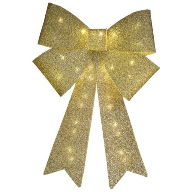 Luxury Gold Christmas Battery Operated Led Light Up Door Bow Decoration ...