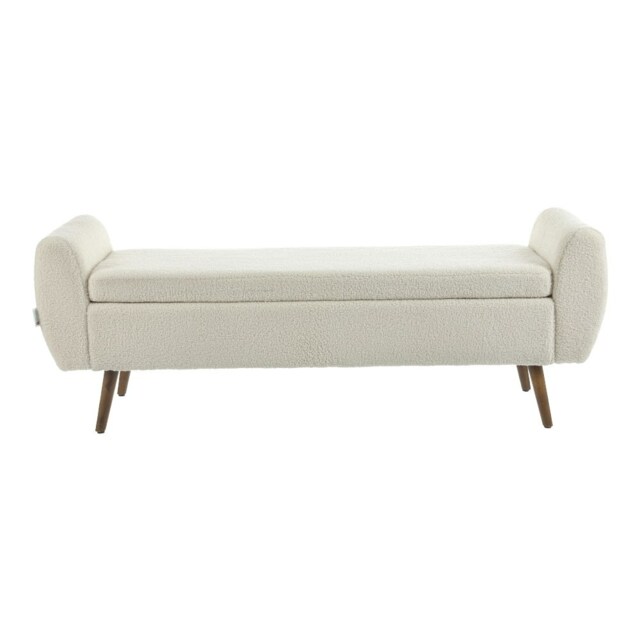Living and Home Teddy Fur Upholstered Storage Bench - Beige White by ...