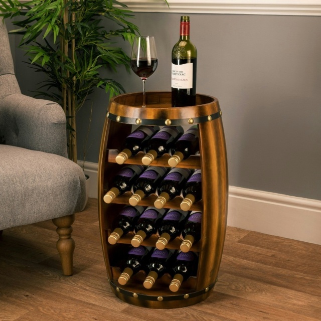 Wooden Barrel Wine Rack (14 Bottle) by Tesco - Marketplace | ufurnish.com
