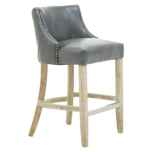 Interiors By Premier Grey Bar Stool With Back, Velvet Seat Breakfast ...