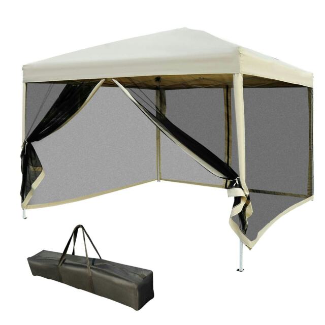 Outsunny 2.97m x 2.97m Gazebo Canopy Pop Up Shelter Mesh Screen Garden ...