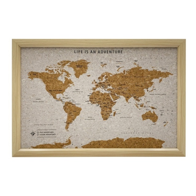 Splosh Travel Map Cork Board World Small Light Wood by Tesco ...
