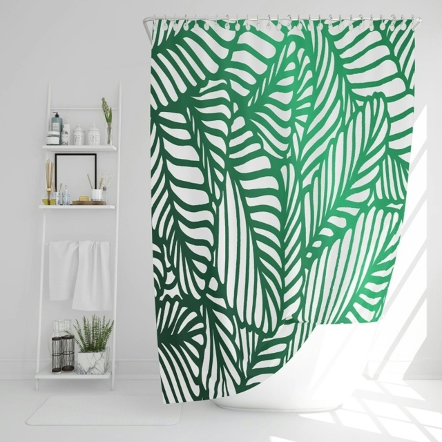 Green Biophilic Design With Natural Analogues Texture (Shower Curtain ...