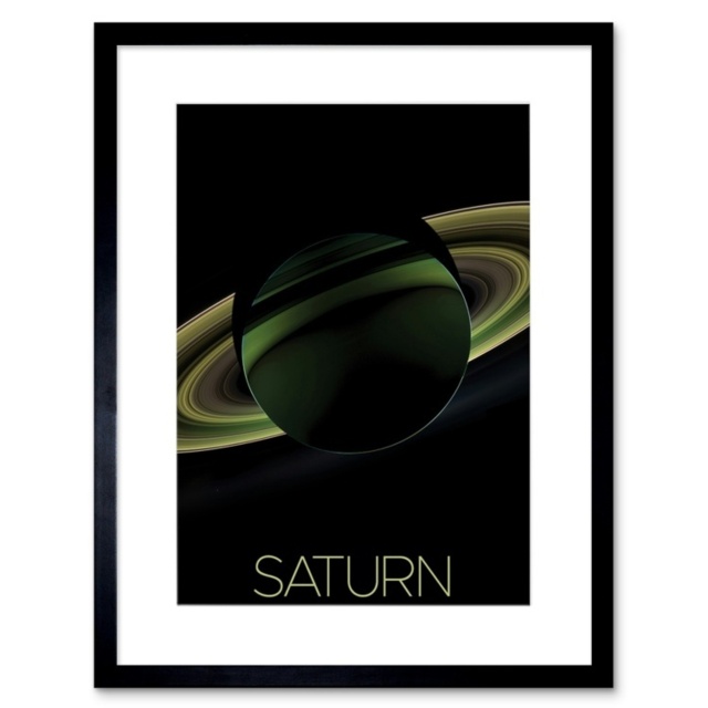"Nasa Our Solar System Saturn Planet Shadow View Cassini 9X7"" Black ...
