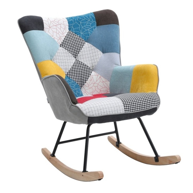 Living And Home Vibrant Lattice Rocking Chair With Wooden Legs by Tesco ...