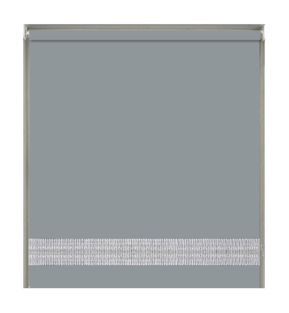 140cm Light Grey Straight Diamante Edge Border Roller Blind Grey Grey ...