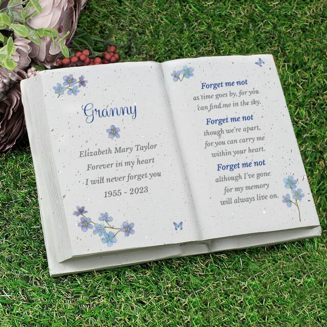 Personalised forget me not memorial resin book by Tesco - Marketplace ...