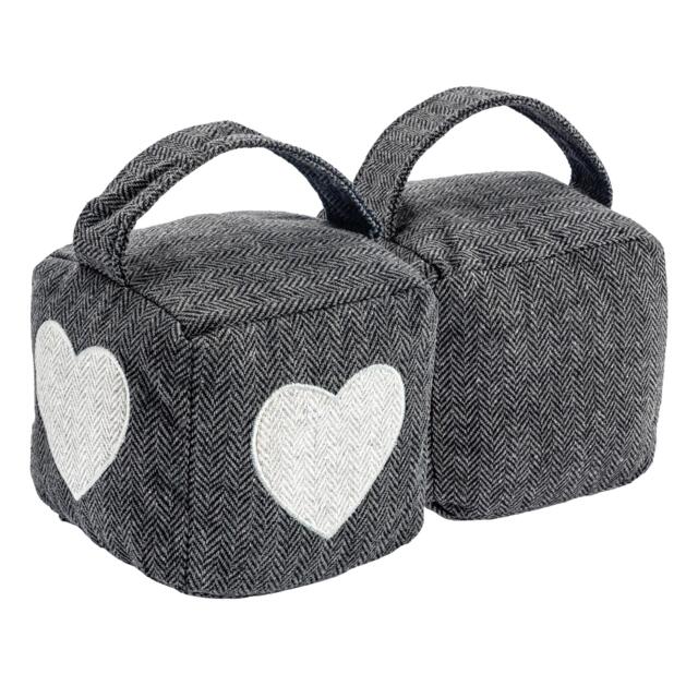 Nicola Spring Mismatched Herringbone Door Stop Set - Heart - Pack of 2 ...