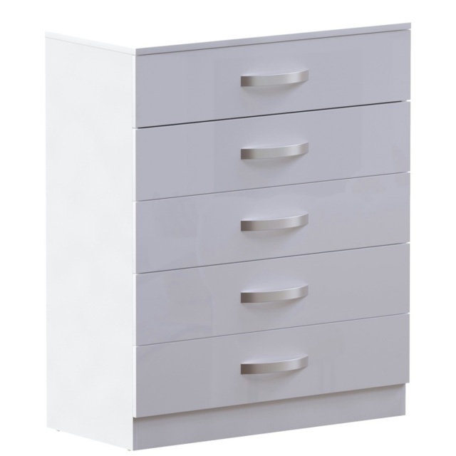 Vida Designs Hulio 5 Drawer Chest Of Drawers High Gloss Bedroom Storage ...